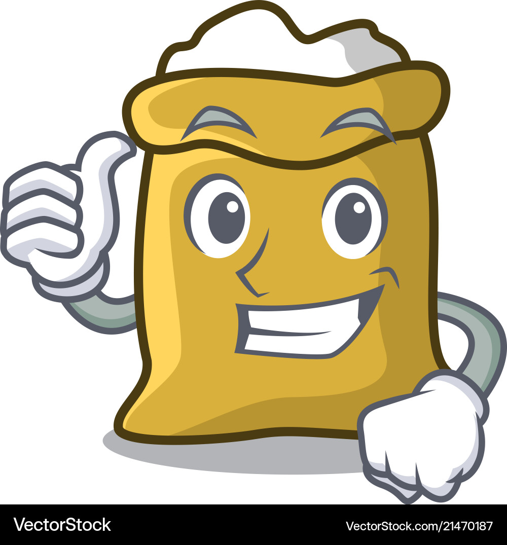 Thumbs up flour character cartoon style Royalty Free Vector