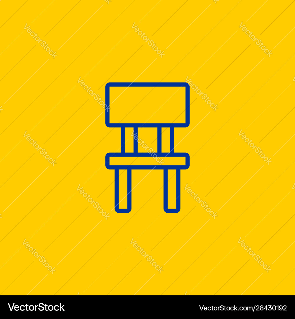 Blue line chair icon on yellow background Vector Image