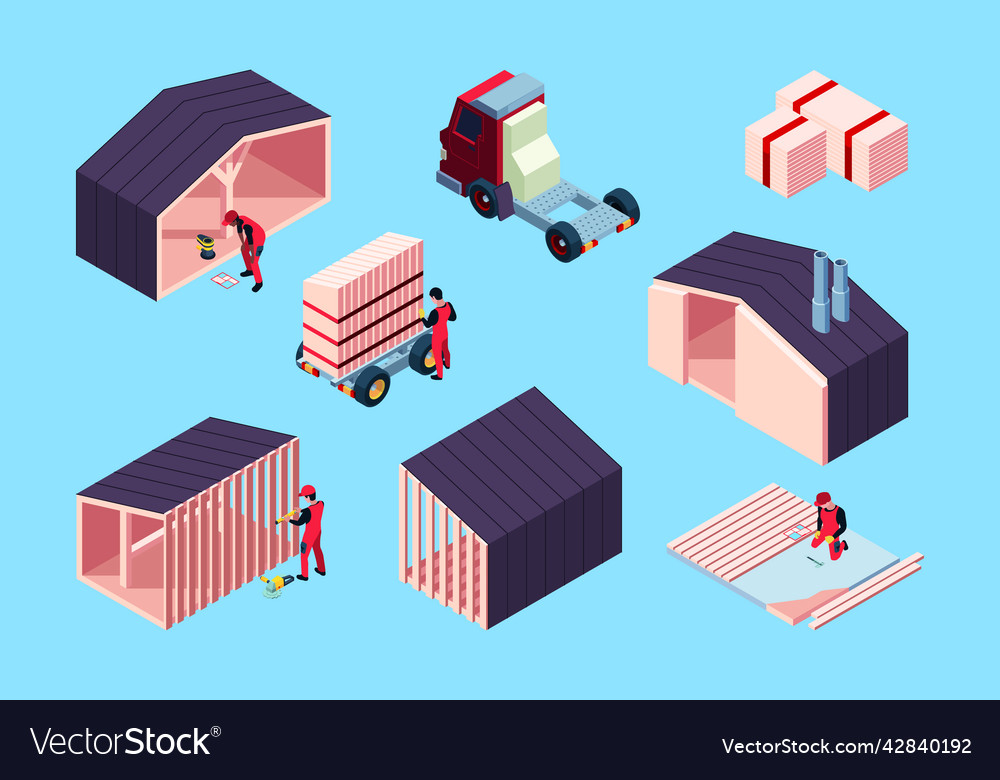 Building construction modular houses under Vector Image
