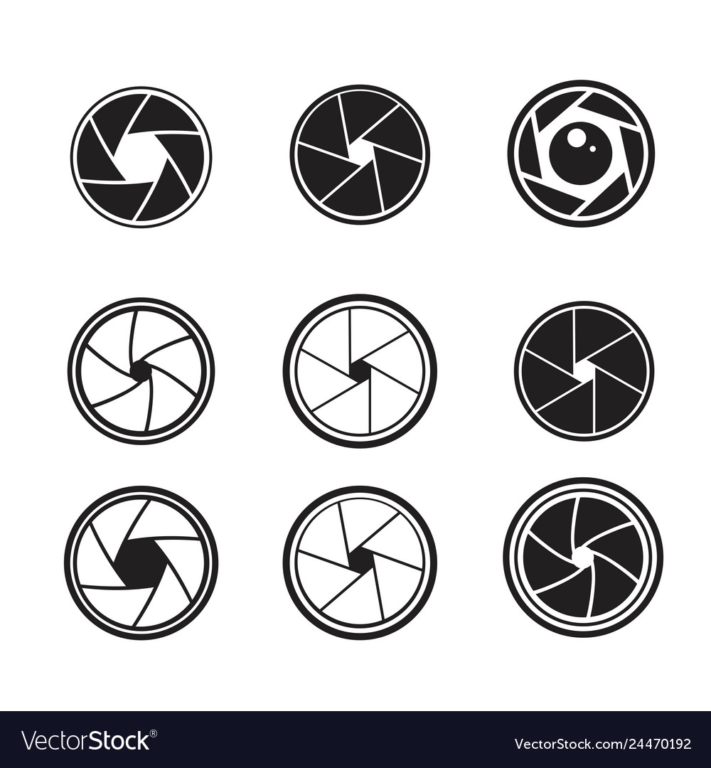 Camera shutter icons set Royalty Free Vector Image
