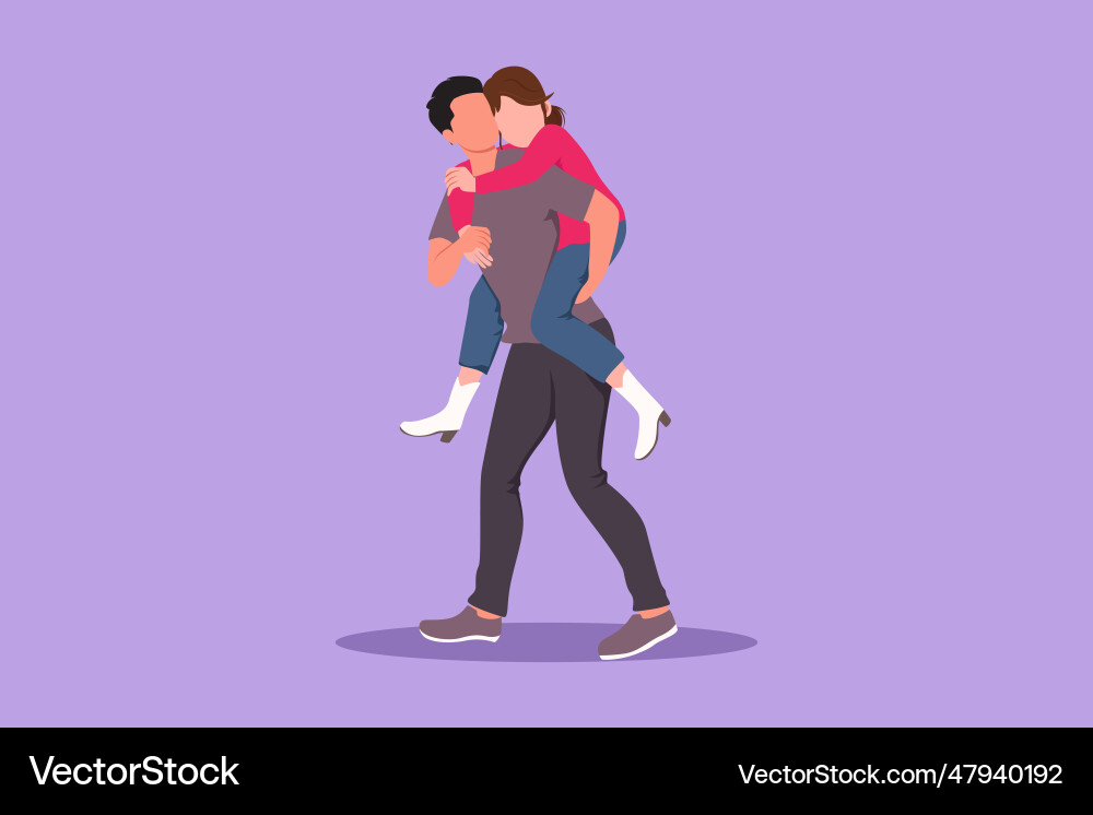 Cartoon flat style drawing happy man carry Vector Image