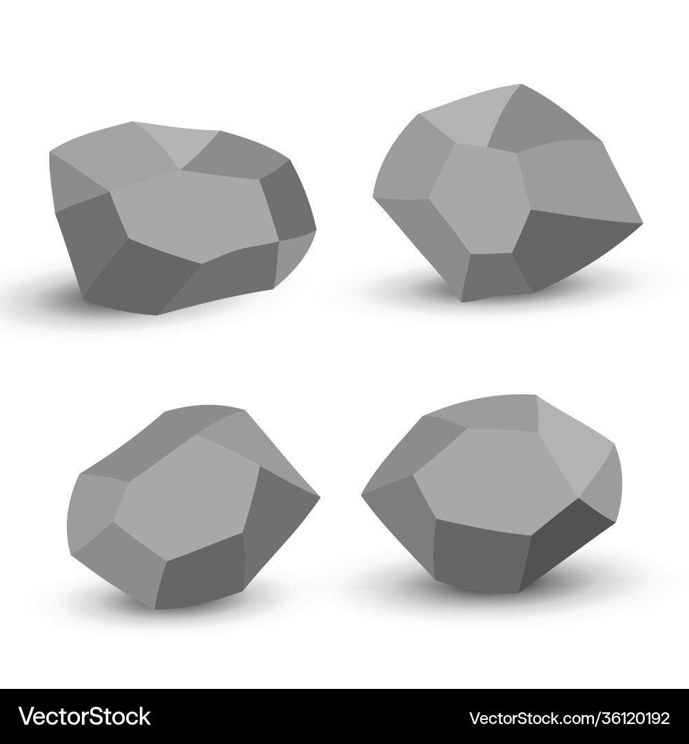 Cartoon stones rock stone isometric set granite Vector Image