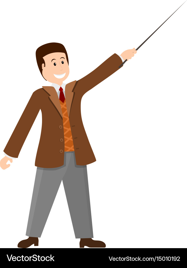 Color image of a young teacher with pointer Vector Image