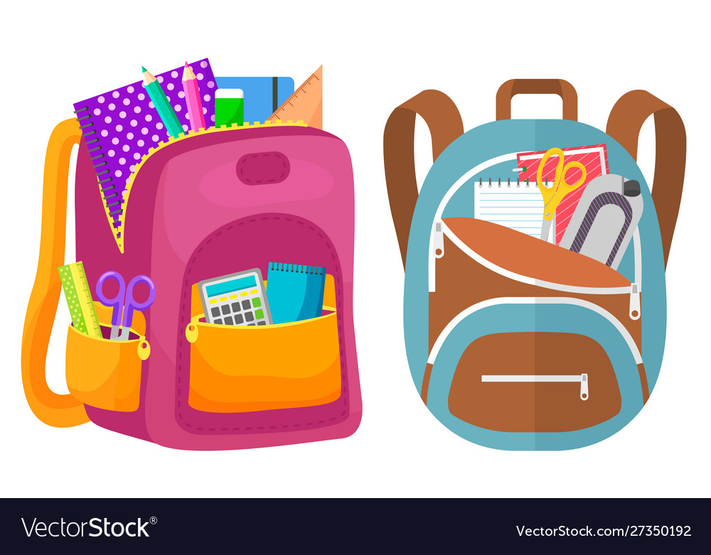 Colored school backpack back Royalty Free Vector Image