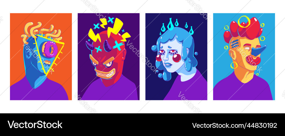 Contemporary posters with abstract portraits Vector Image