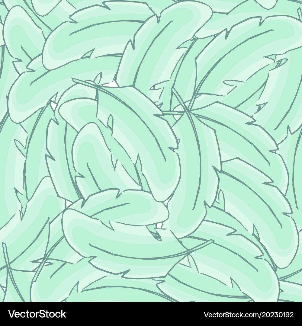 Feather of bird seamless pattern green plume Vector Image