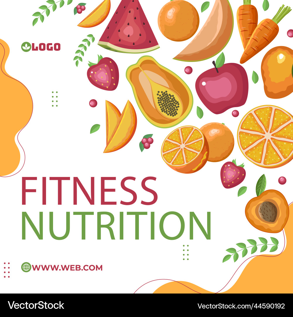 Flat design fitness nutrition posts template Vector Image