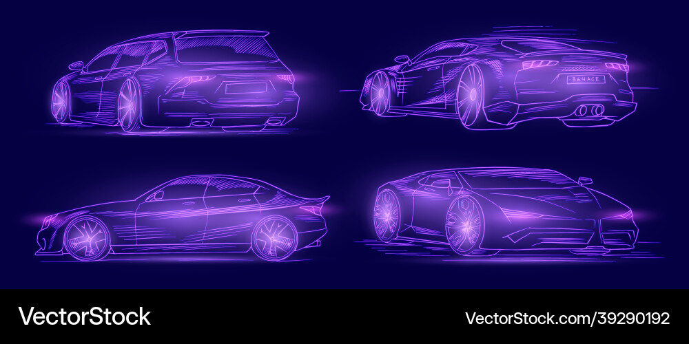 Futuristic sport car neon concept glowing Vector Image