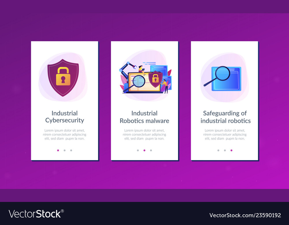 Industrial cybersecurity app interface template Vector Image