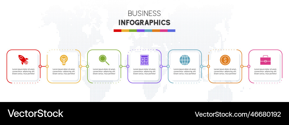 Infographics design template and icons with 7 Vector Image