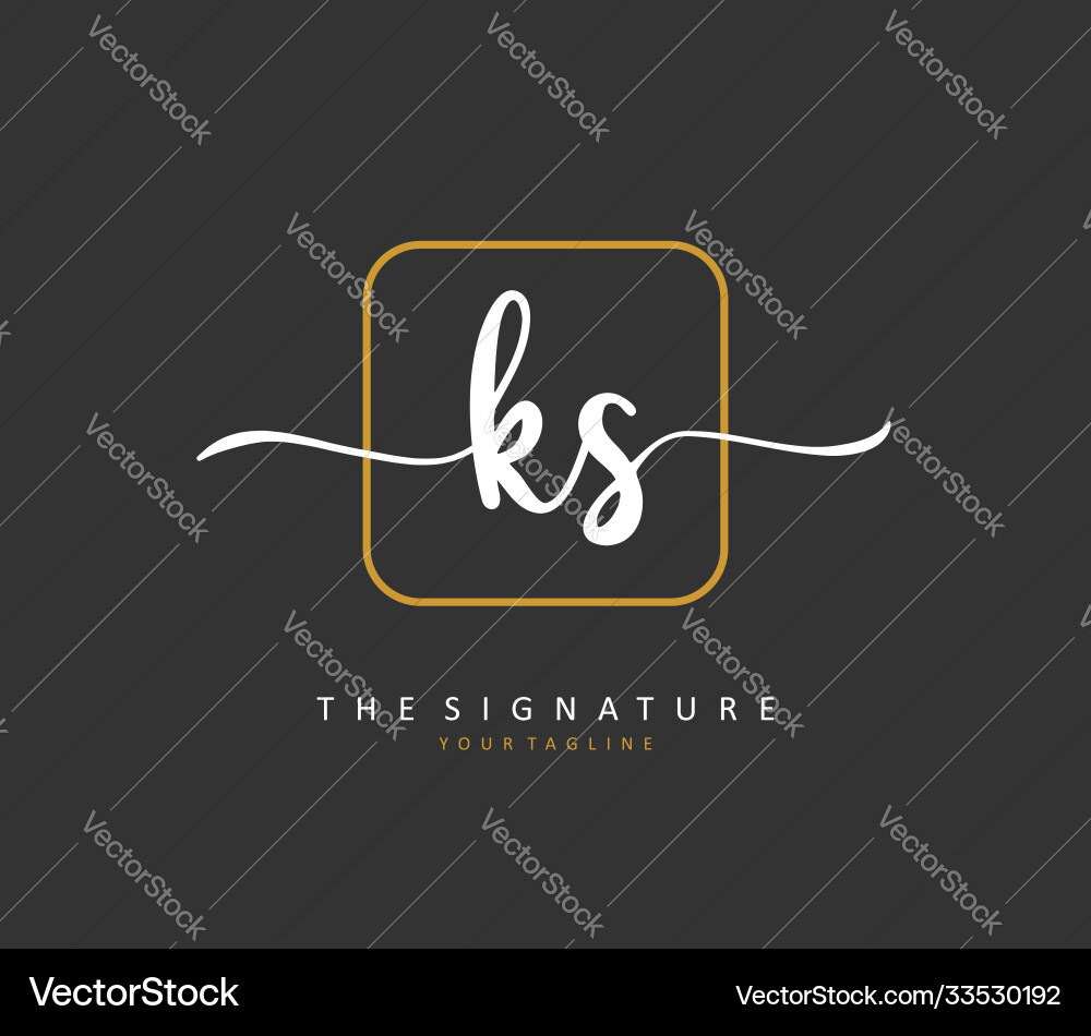 K s ks initial letter handwriting and signature Vector Image