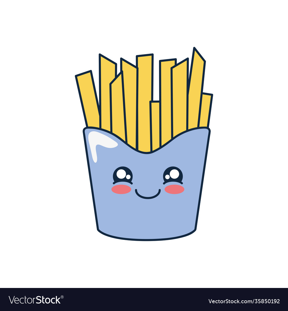 Kawaii french fries icon flat style Royalty Free Vector