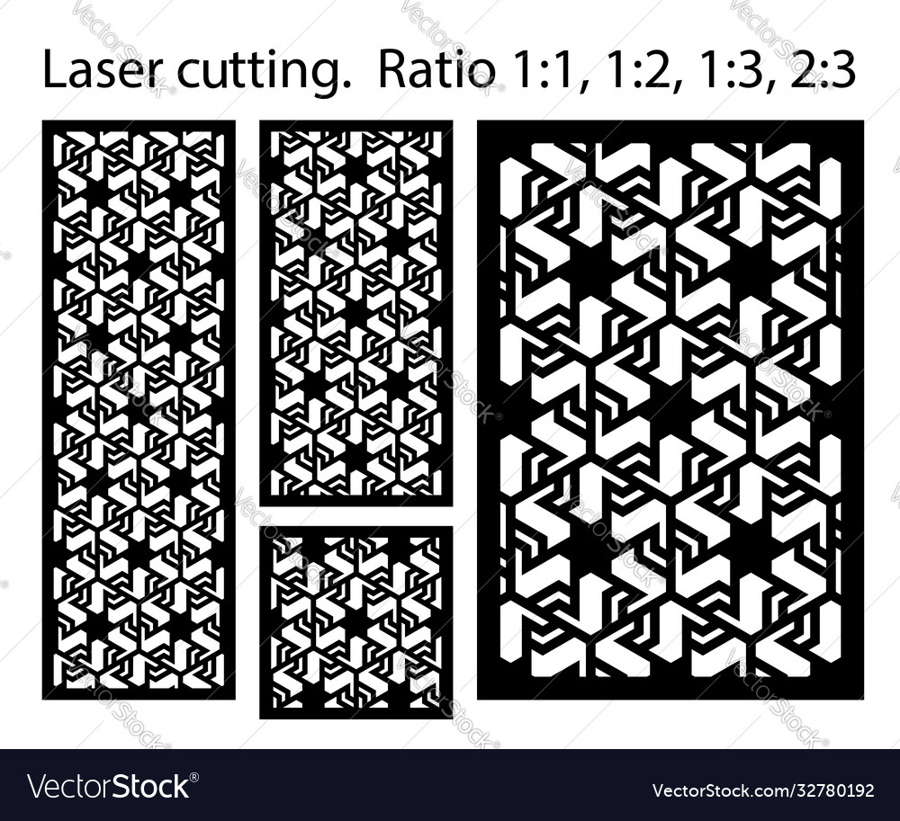 Laser pattern set decorative panels Royalty Free Vector
