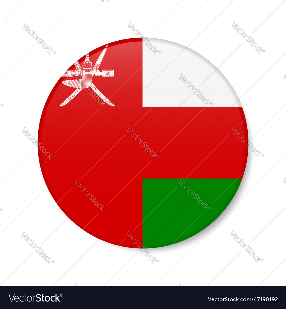 Oman circle button icon omani round badge flag 3d Vector Image