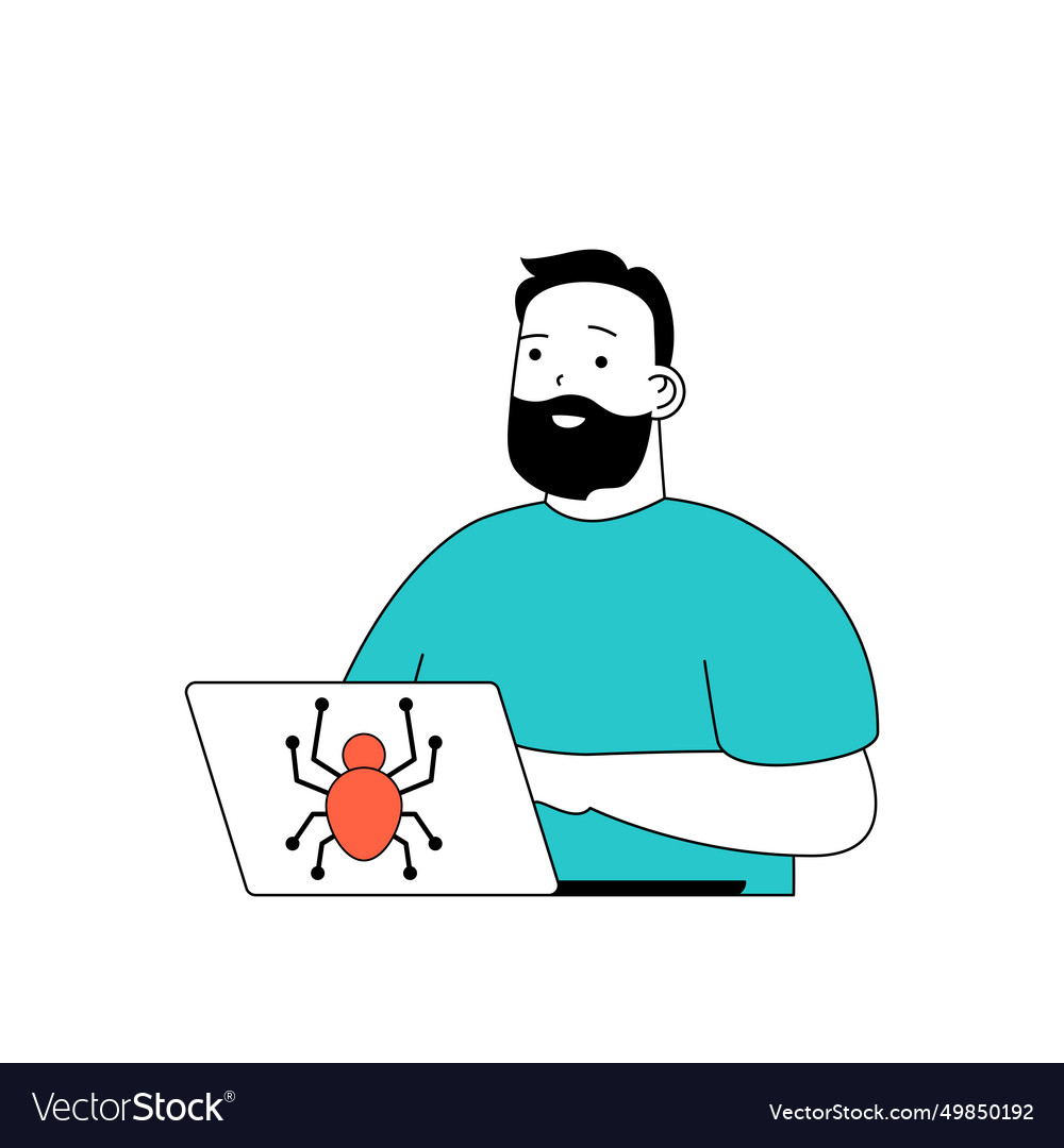 Programming concept with cartoon people in flat Vector Image
