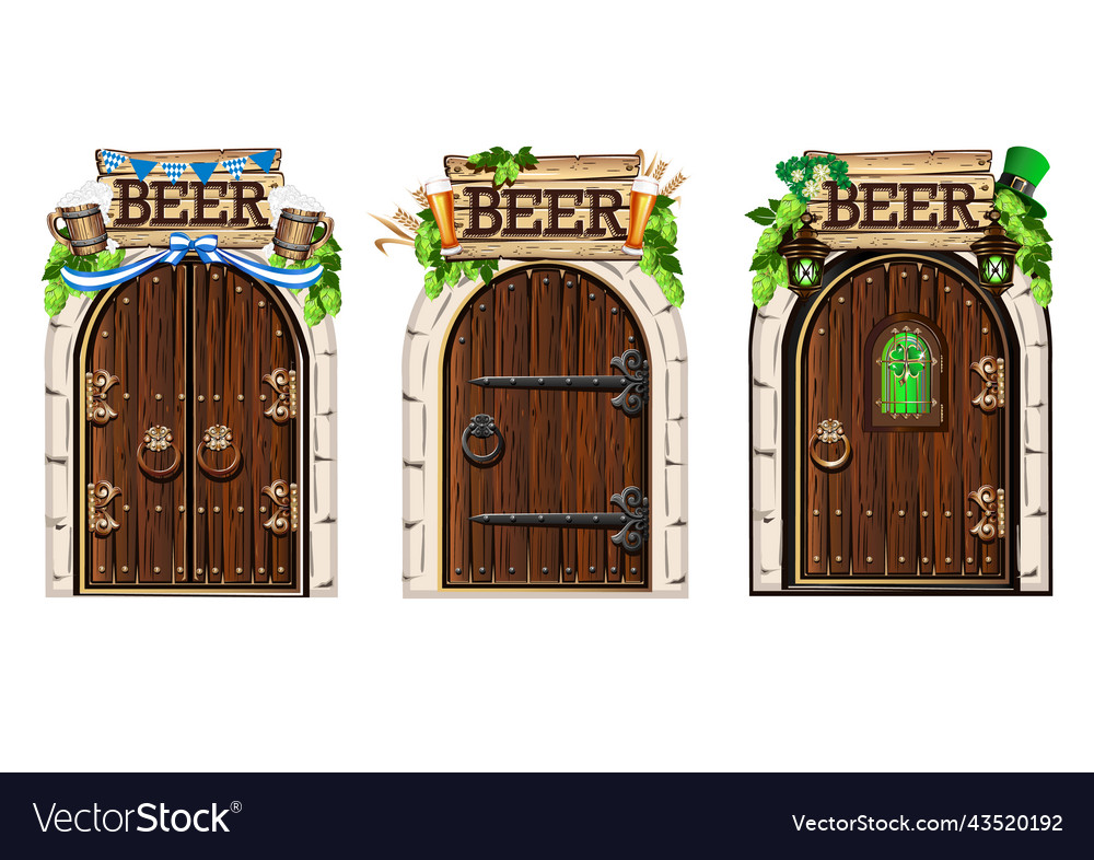 Pub door set Royalty Free Vector Image - VectorStock