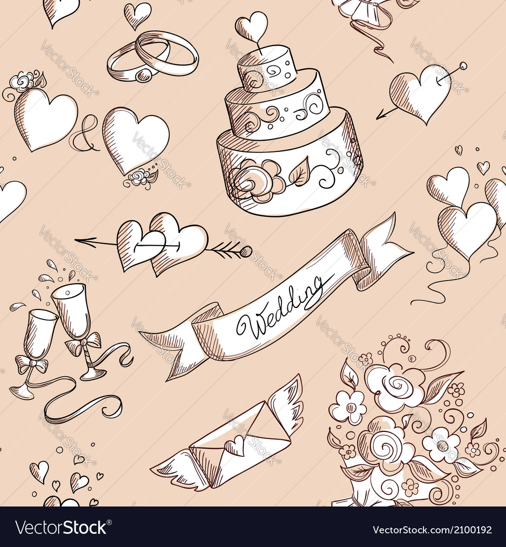 Seamless background with wedding design elements Vector Image
