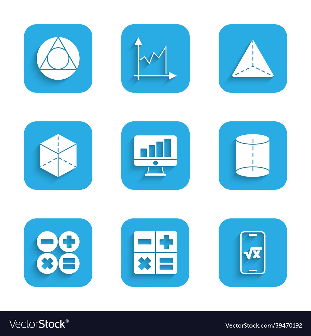 Set Computer Monitor With Graph Chart Calculator Vector Image