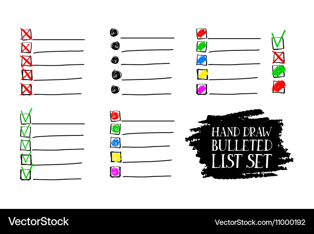 Set of insulated bulleted lists Royalty Free Vector Image