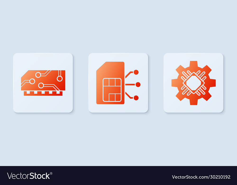 Set sim card ram random access memory Royalty Free Vector