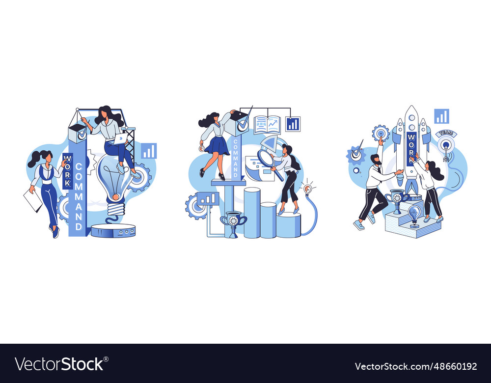 Team solving problems focus group concept Vector Image