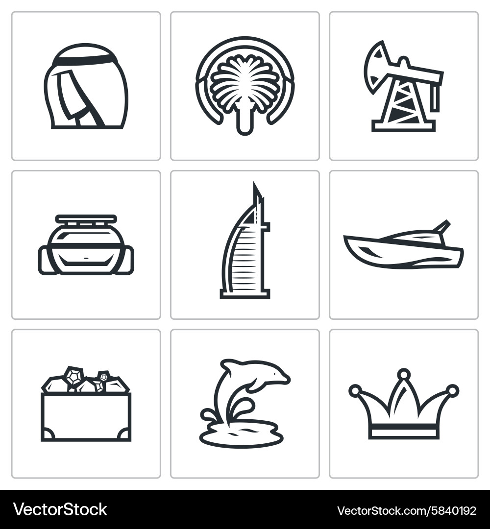 United arab emirates icons set Royalty Free Vector Image