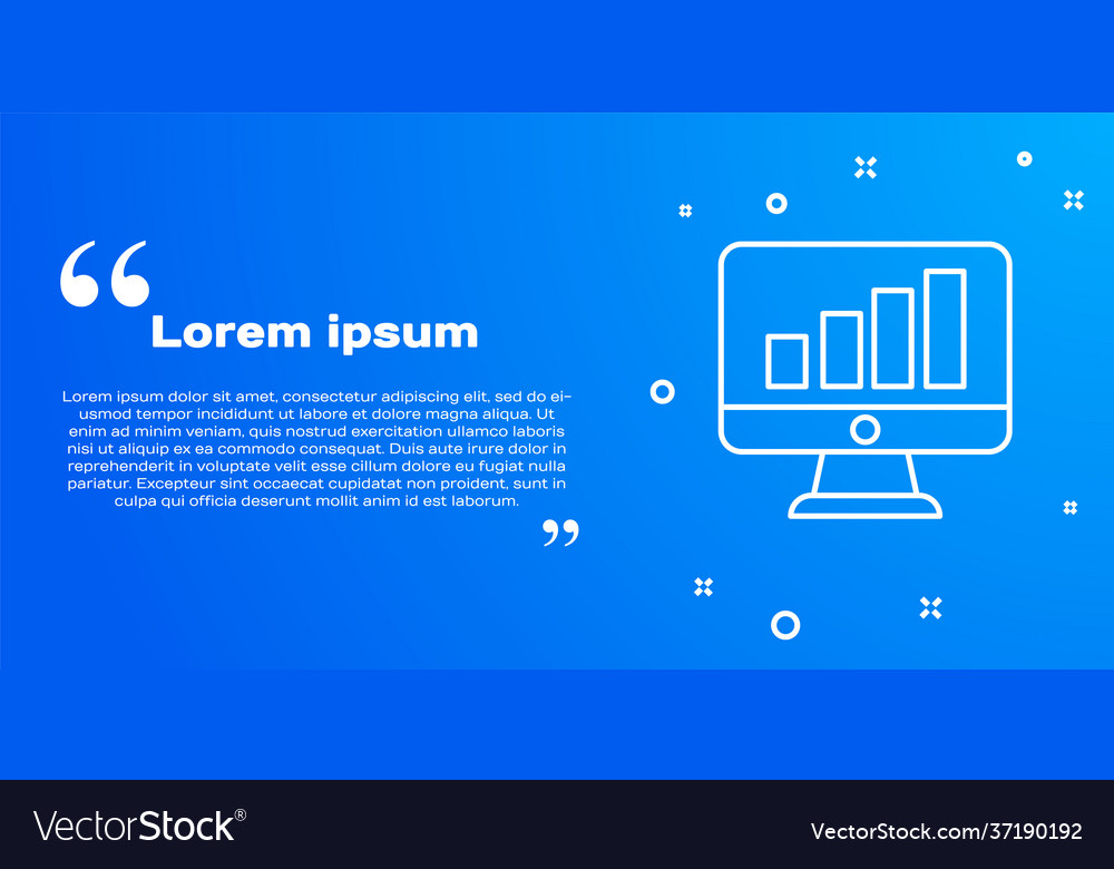 White line computer monitor with graph chart icon Vector Image