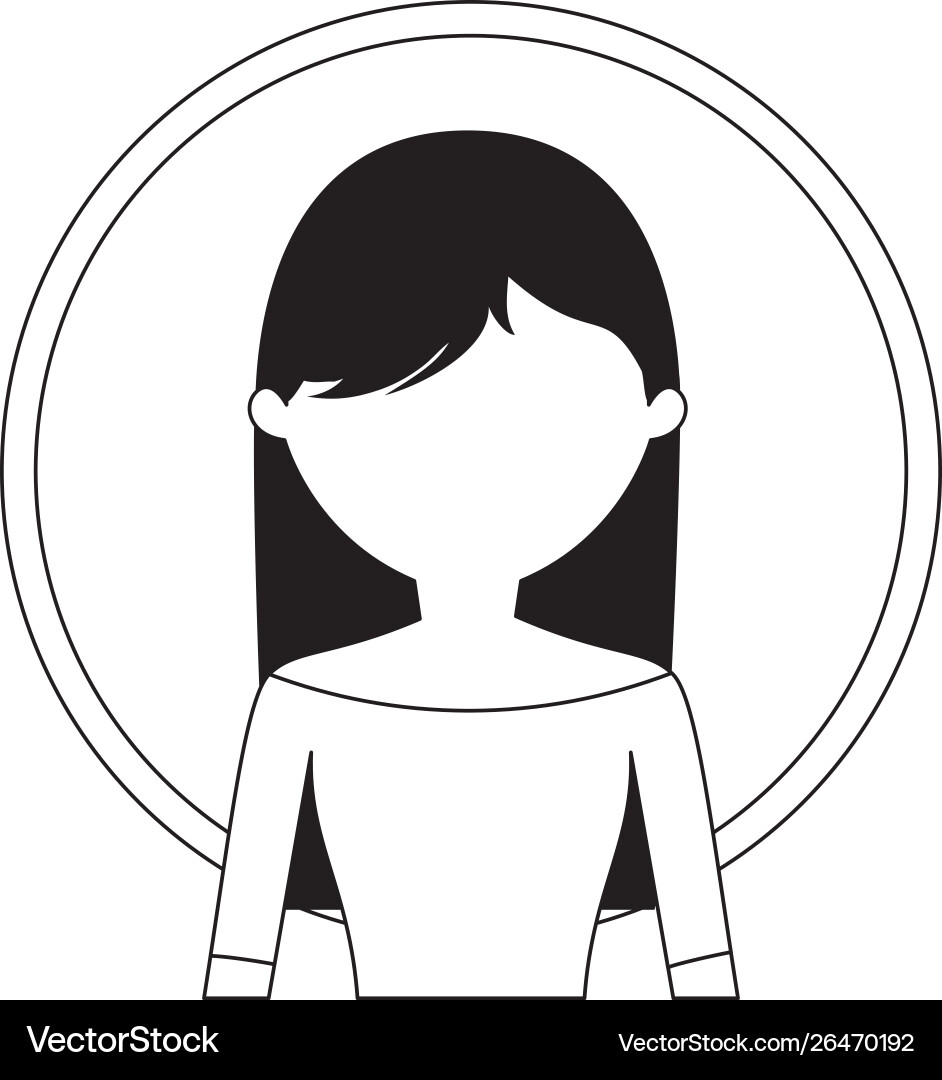 Young woman with frame circular avatar character Vector Image