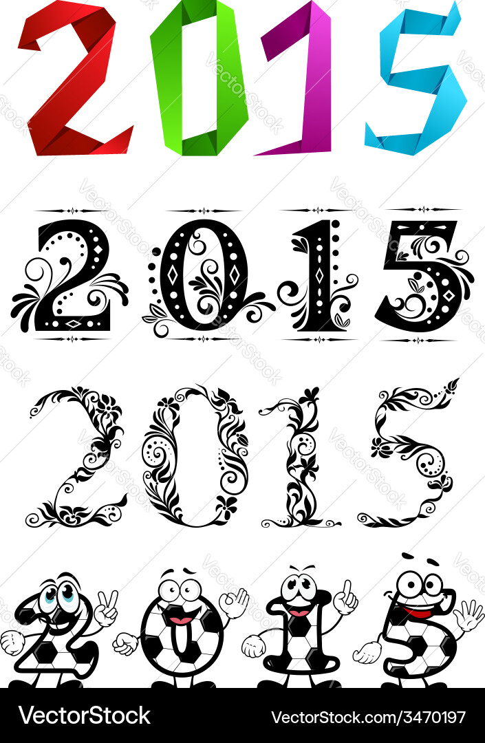 Artistic new year 2015 numbers and digits Vector Image