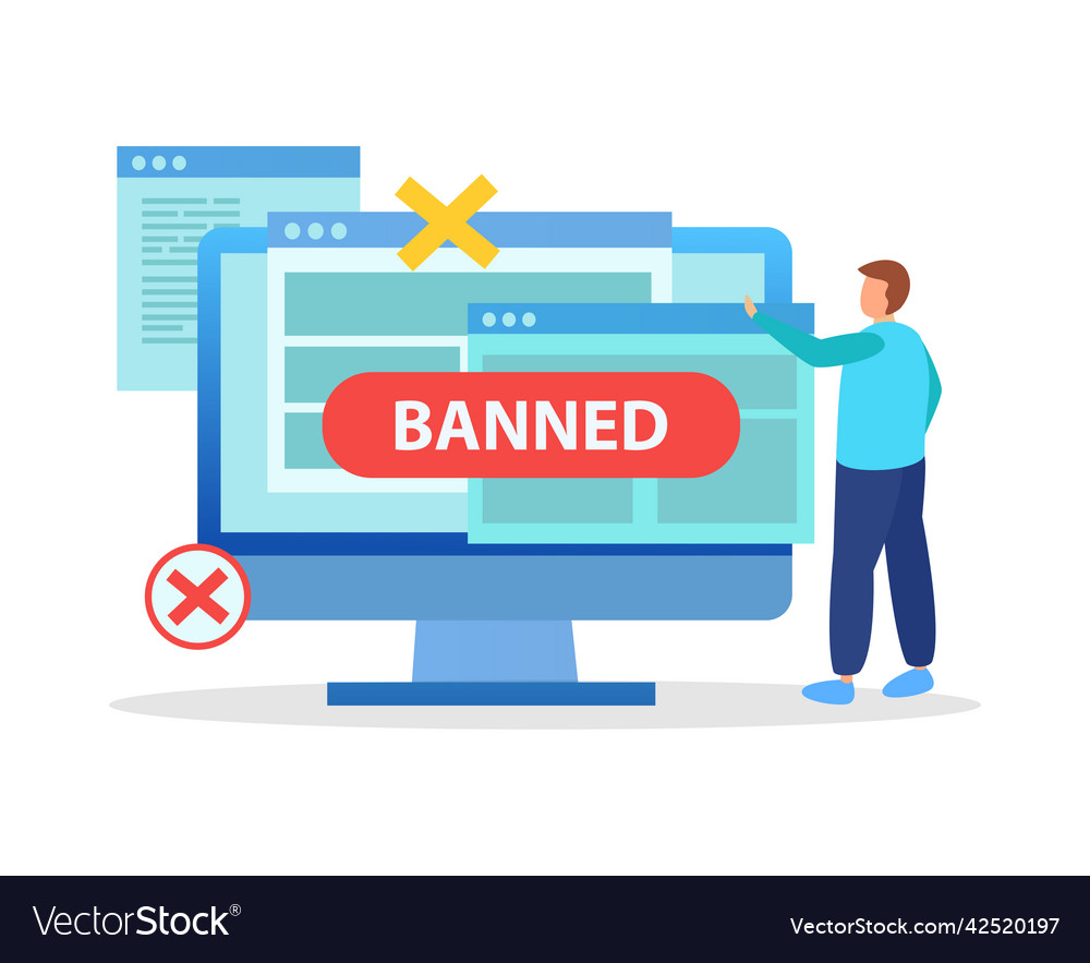 Banned computer resources composition Royalty Free Vector