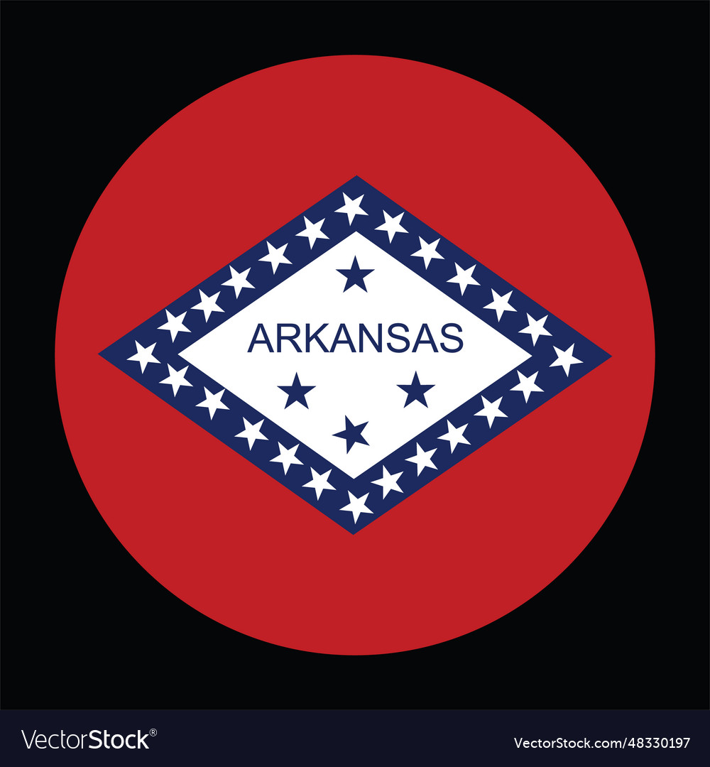 Circle badge arkansas flag isolated Royalty Free Vector