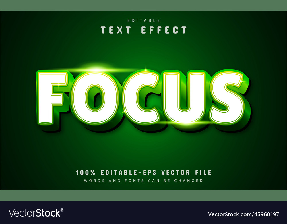 Focus text effect with green gradient Royalty Free Vector