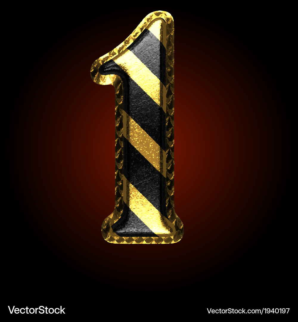 Golden and black letter 1 Royalty Free Vector Image