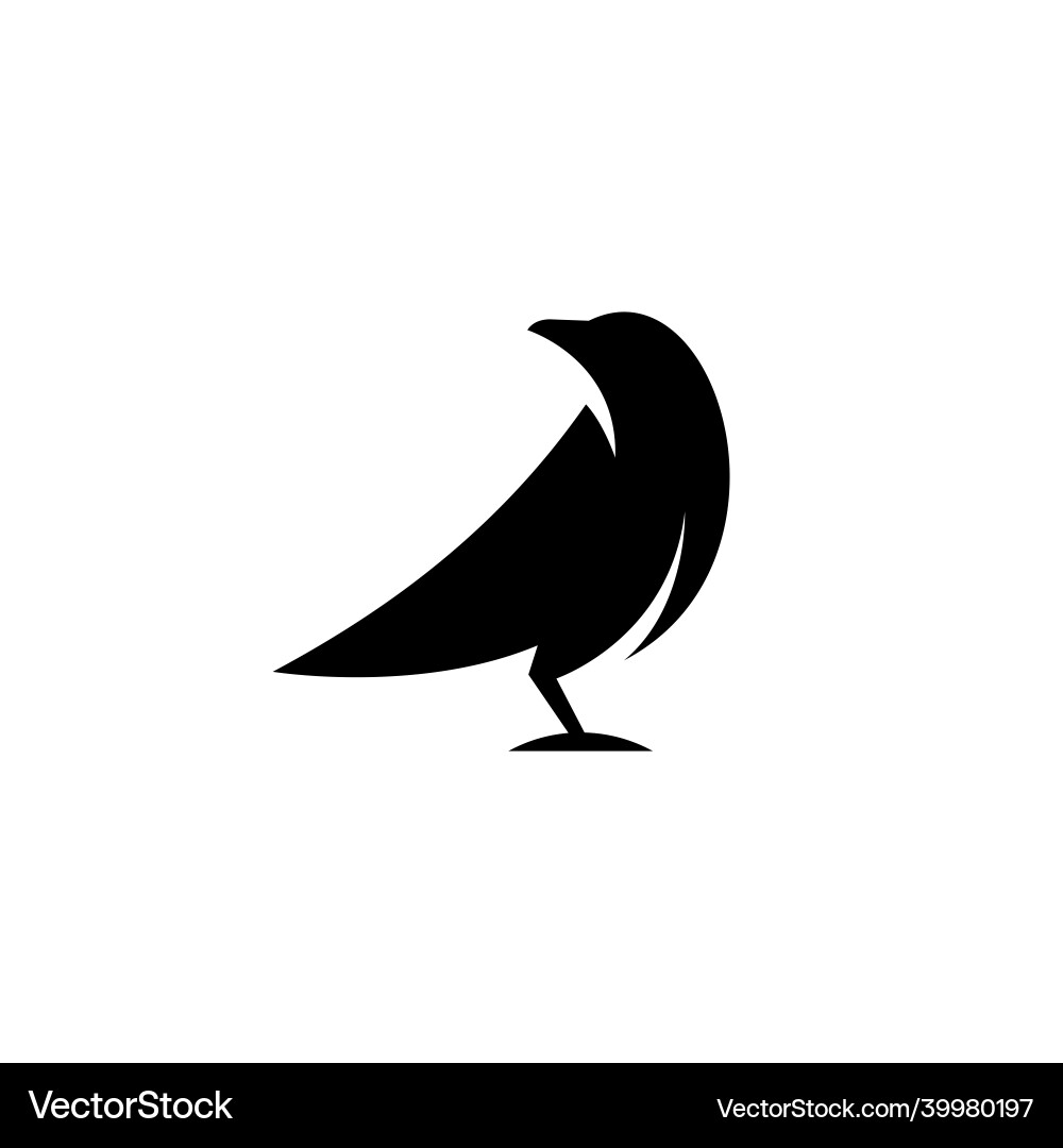 Graphic template of crow bird side view Royalty Free Vector