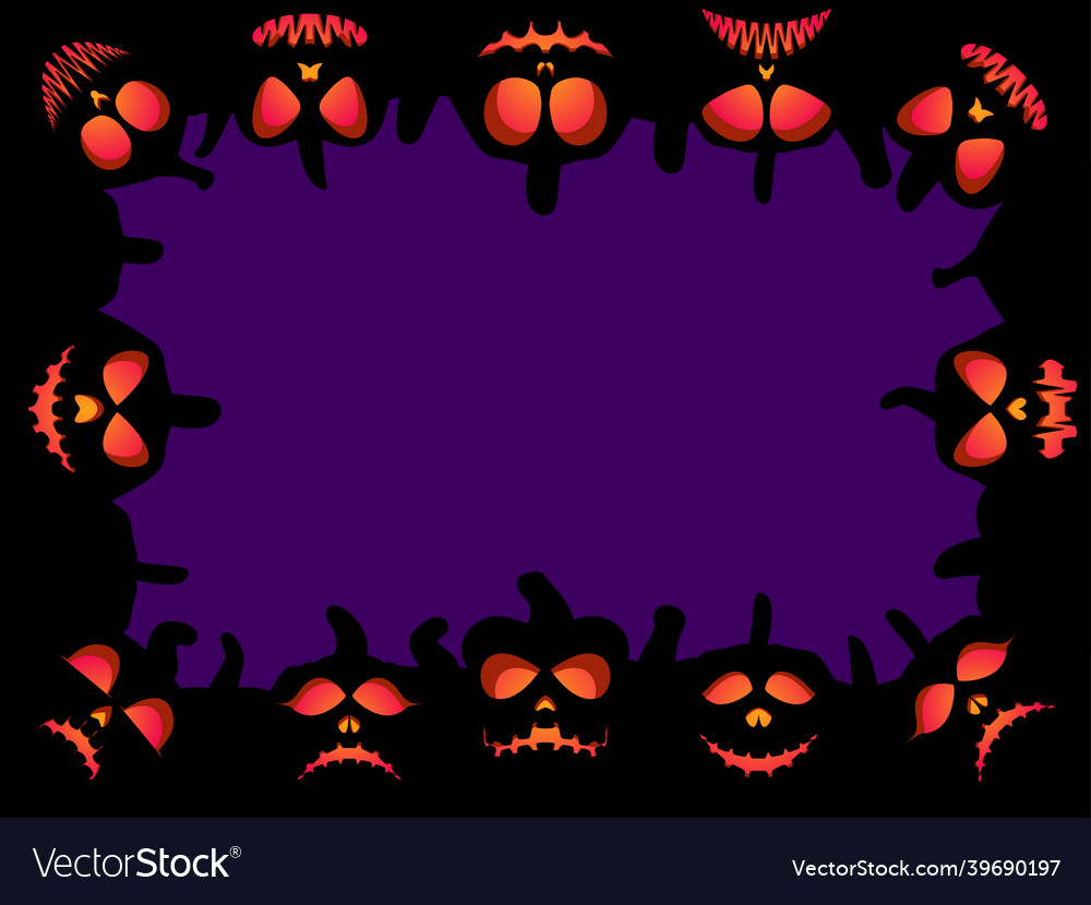 Halloween frame with scary pumpkins border Vector Image
