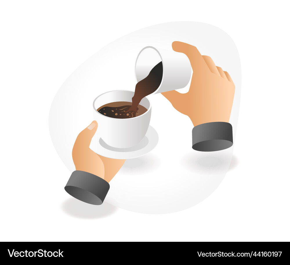 Hand pouring coffee mixture with glass Royalty Free Vector