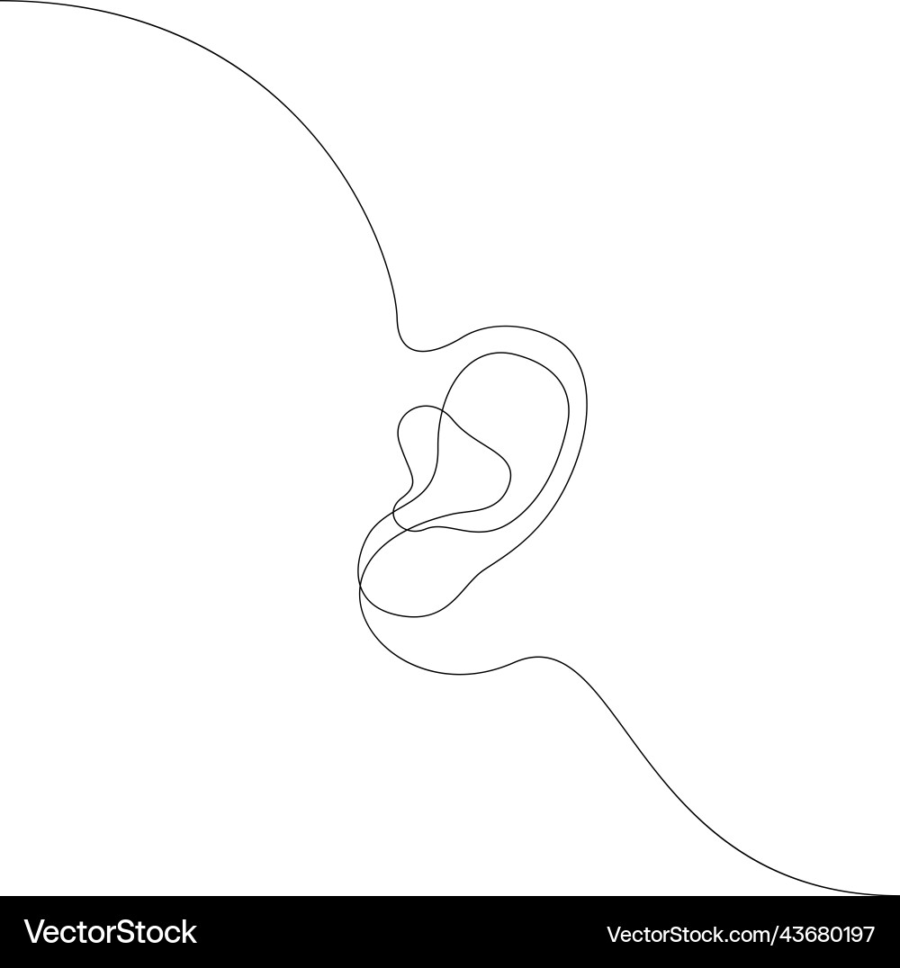 Human ear continuous line drawing world deaf day Vector Image