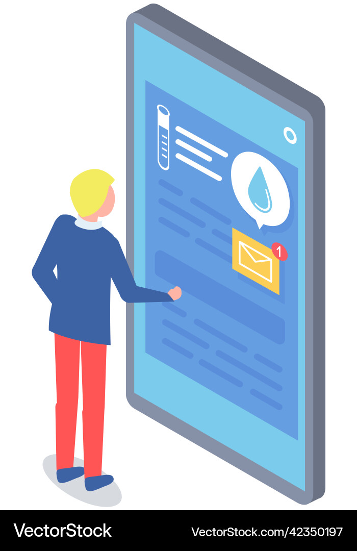 Mobile phone with weather forecast app man uses Vector Image