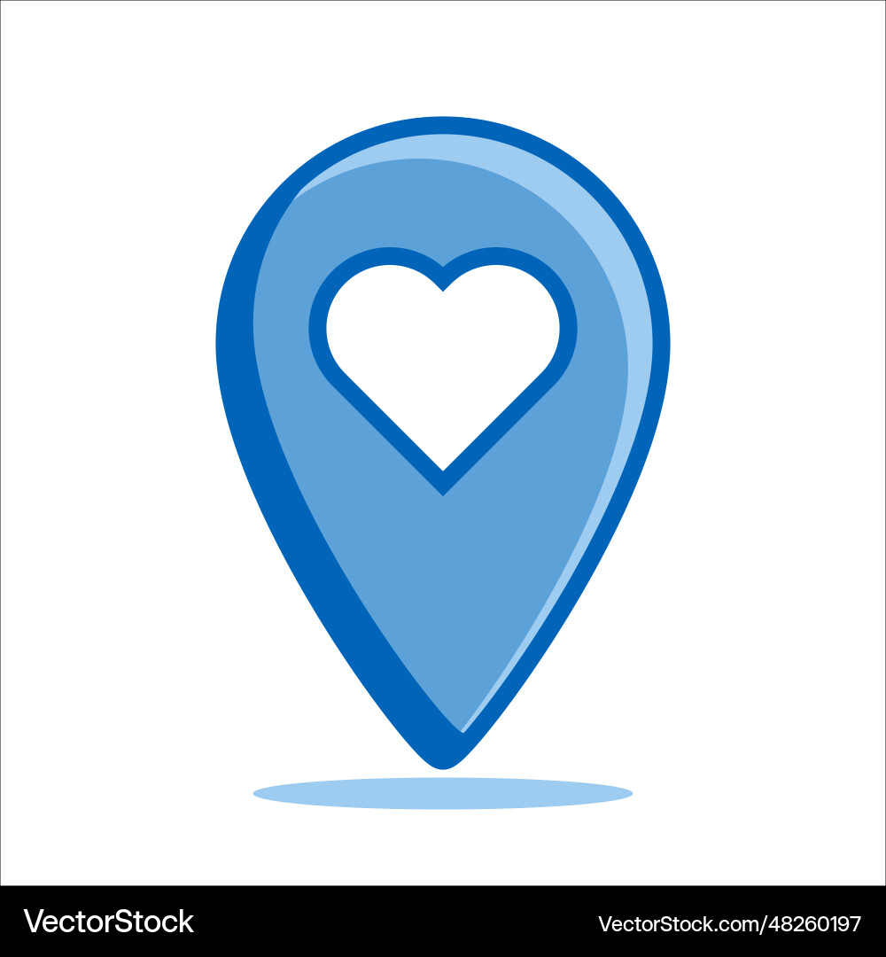 Navigation point with a heart inside in a romantic