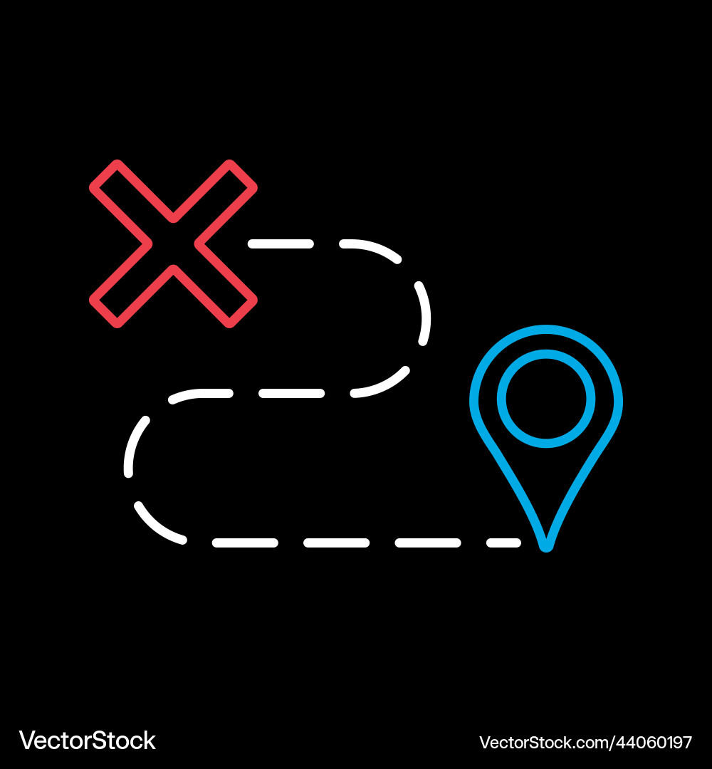 Route isolated on black background icon Royalty Free Vector