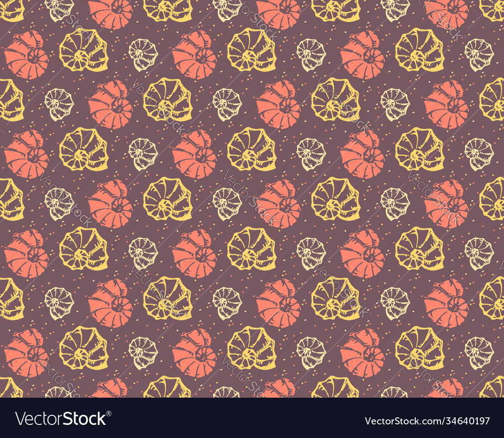 Sea shell seamless pattern Royalty Free Vector Image