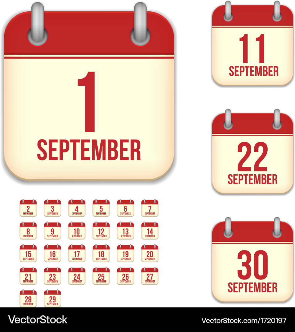 September calendar icons Royalty Free Vector Image