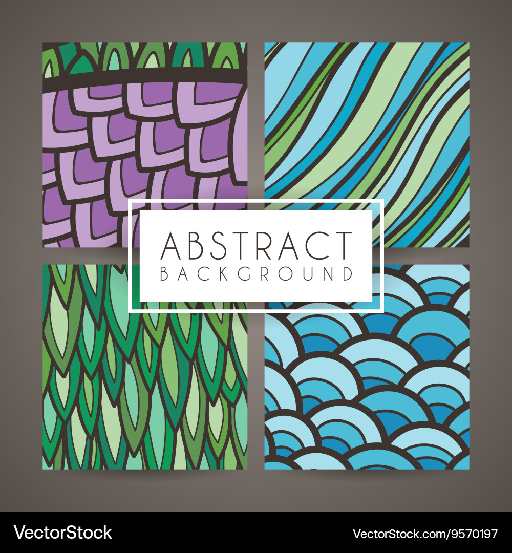 Set of four colorful intricate patterns Royalty Free Vector