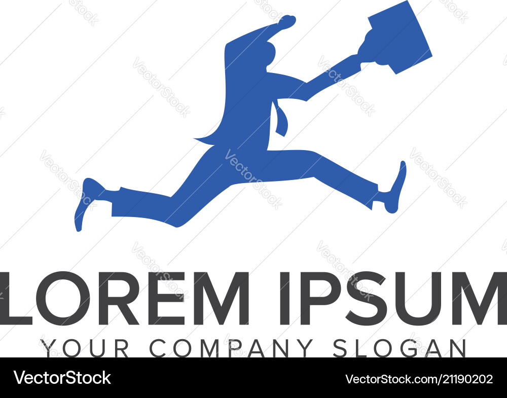 Business man run people logo design concept Vector Image