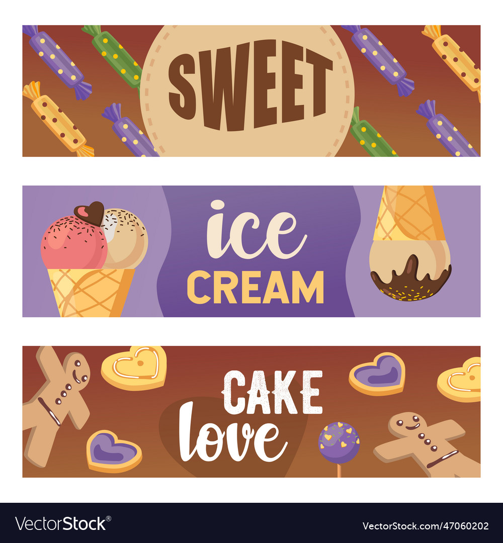Creative banner designs for sweet store Royalty Free Vector