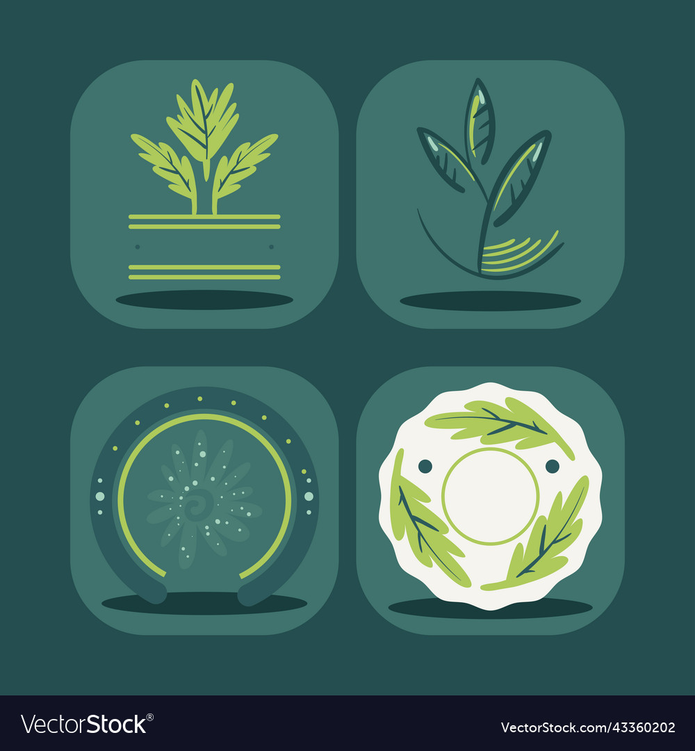 Flat organic emblems Royalty Free Vector Image