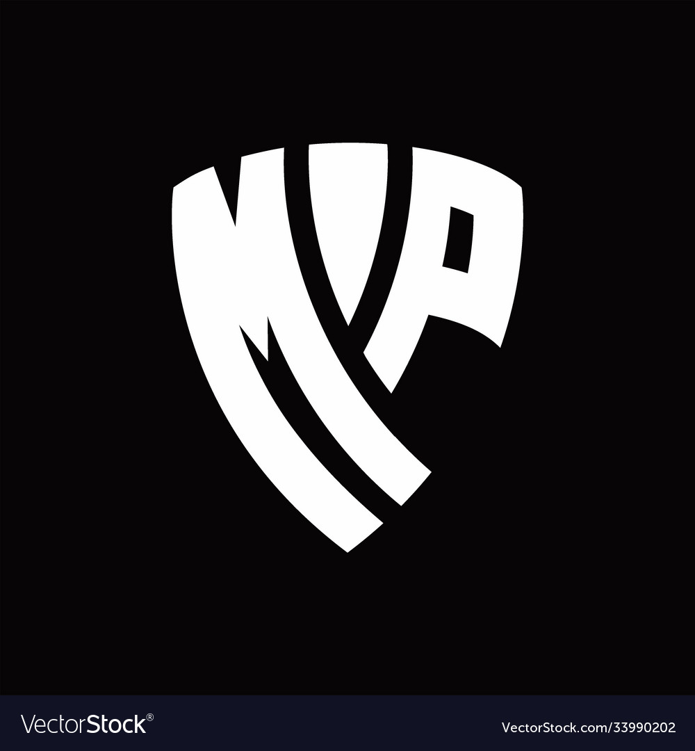 Mp logo monogram with shield elements shape Vector Image