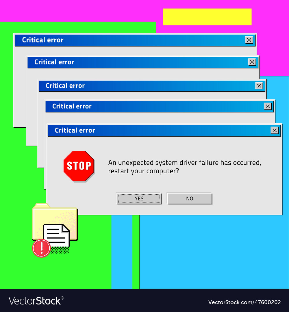 Old computer critical error notification os Vector Image Old computer critical error notification os Vector Image