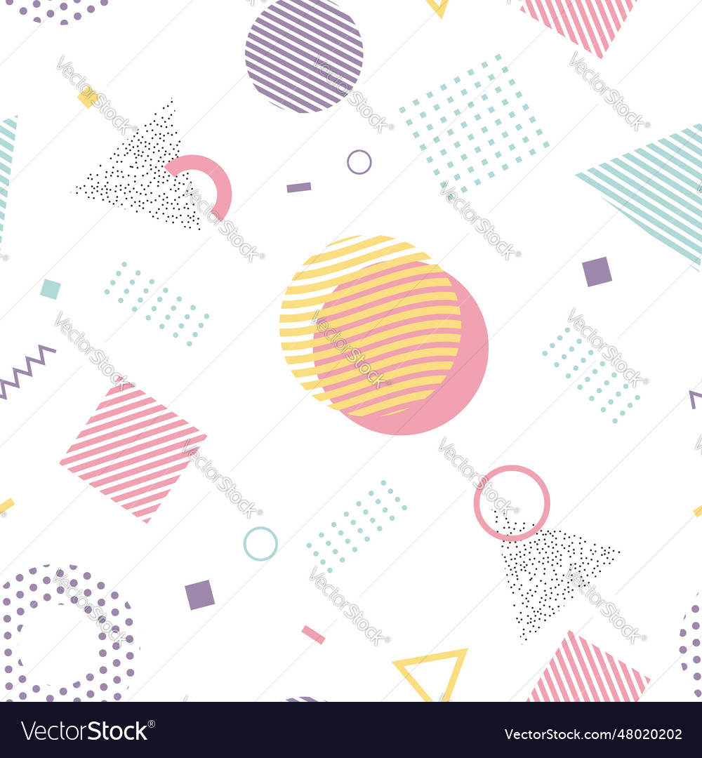 Soft colored memphis pattern design Royalty Free Vector