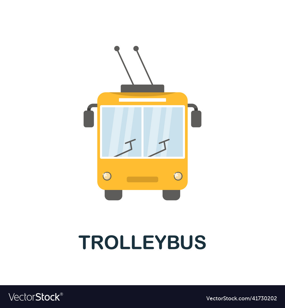 Trolleybus flat icon colored element sign from Vector Image Trolleybus flat icon colored element sign from Vector Image